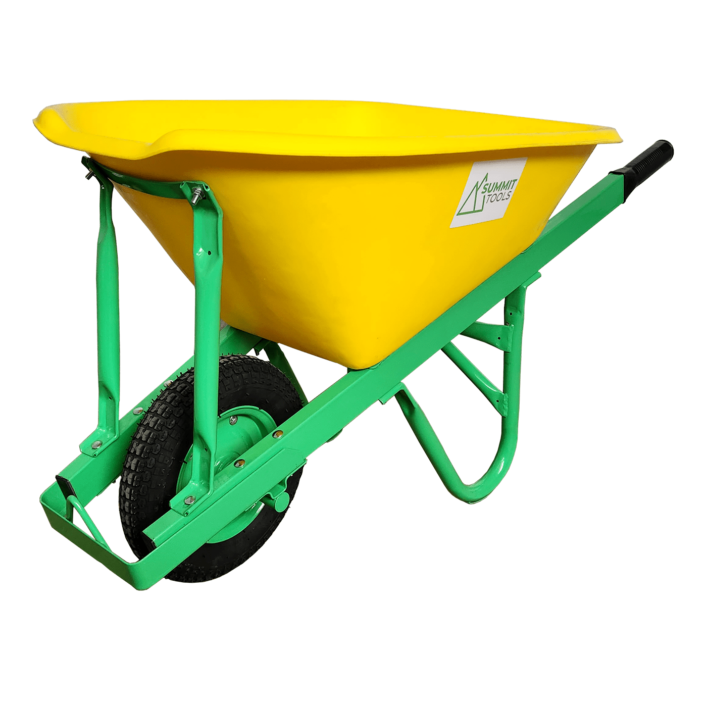 Summit Wheelbarrow - Green/Yellow Plastic Tray 130L